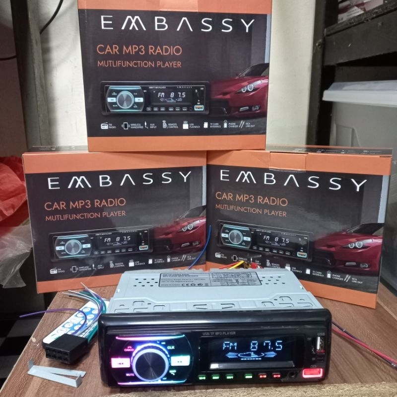 Jual Single Din Embassy Mp3 Bluetooth Tape Mobil Universal | Shopee ...
