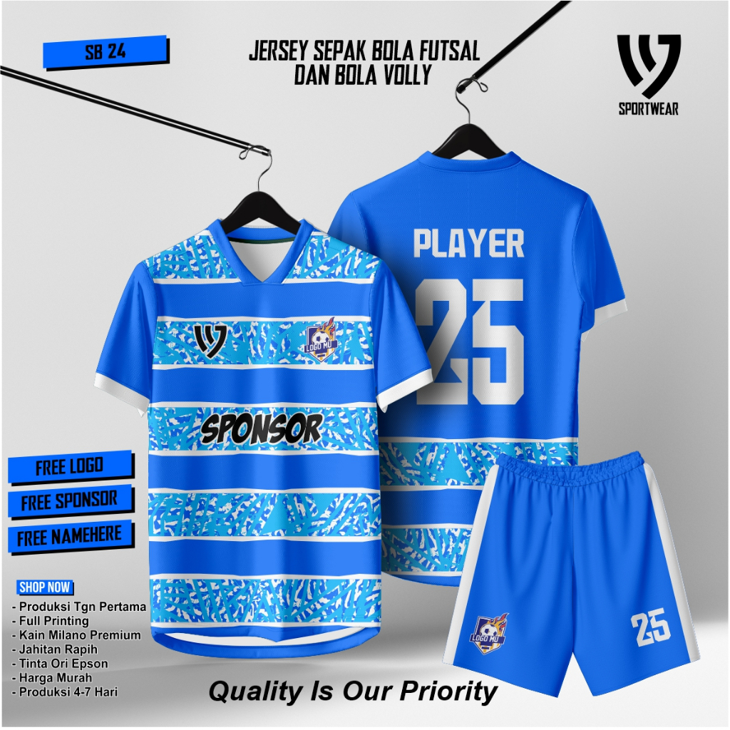 Jual SB24 BISA SATUAN JERSEY FUTSAL FULL PRINTING COSTUM LOGO NAMA ...