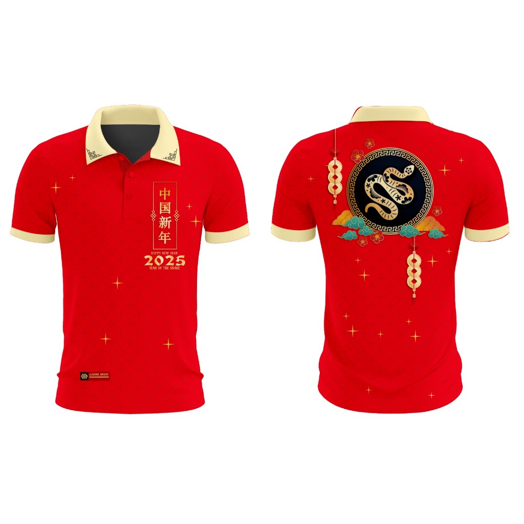 Jual Baju cheongsam model kerah jersey imlek shio ular kaos tahun baru china 2025 | Shopee Indonesia