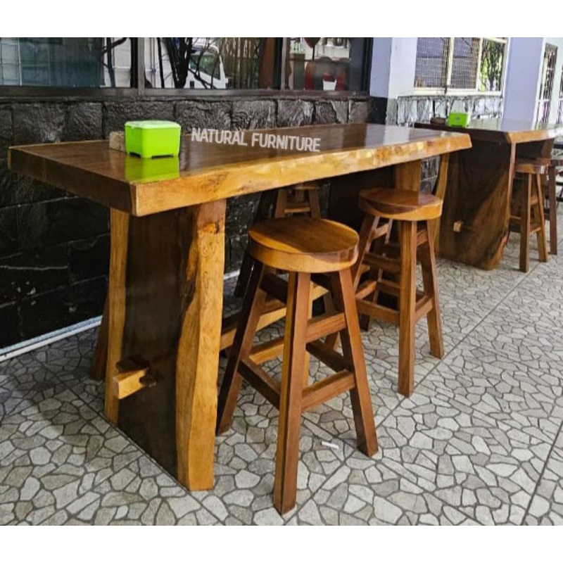 Jual kursi bar kayu trembesi meja bar set mini bar minimalis | Shopee ...