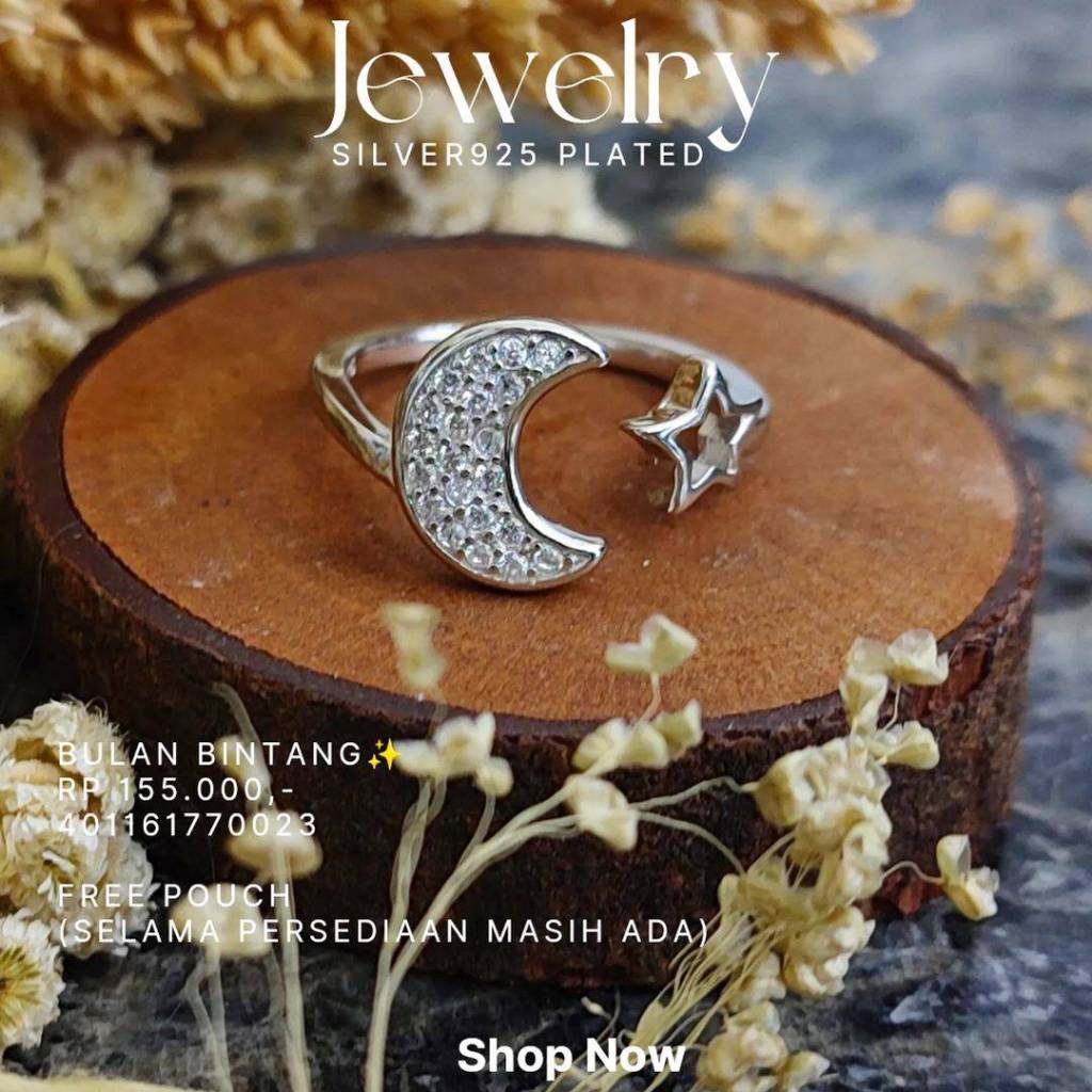 Jual Cincin Bulan Bintang Asli Perak925 HG387 | Shopee Indonesia
