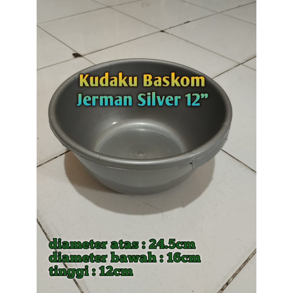 Jual Baskom Plastik Silver Ukuran 12" || Baskom Abu Abu 12 Inchi ...