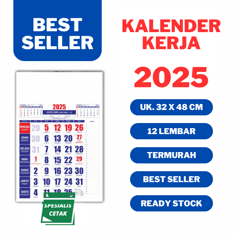 Jual KALENDER DINDING ANGKA BESAR 12 LEMBAR UKURAN 32 X 48 CM SERI ...