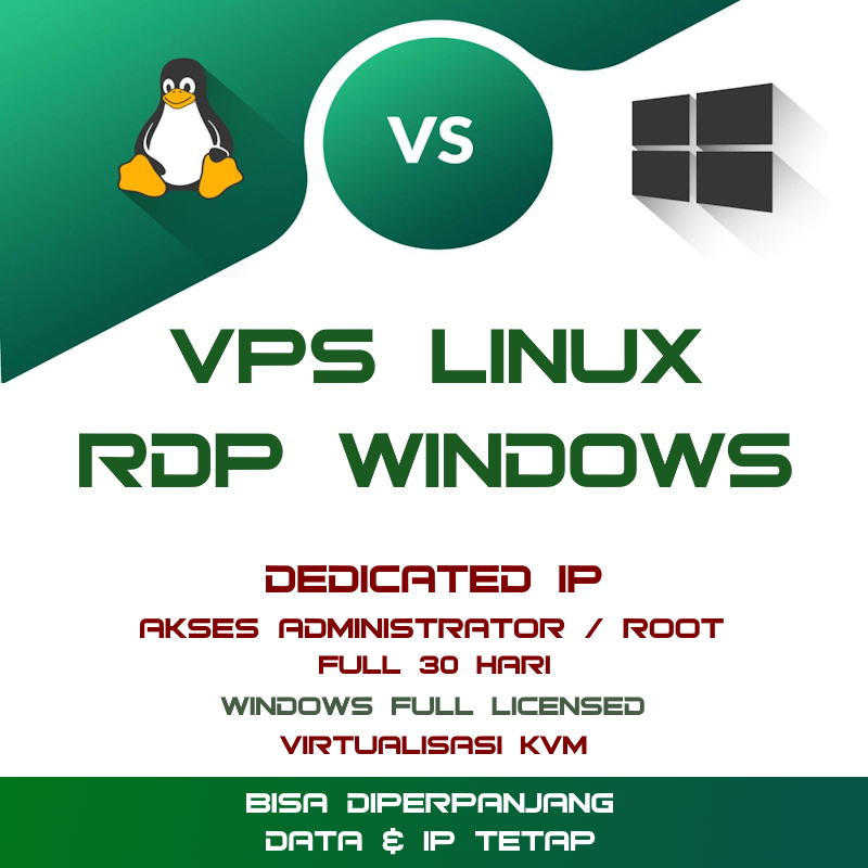 Jual VPS / RDP Windows / Linux Bulanan ⭐ Bisa diperpanjang ⭐ | Shopee Indonesia