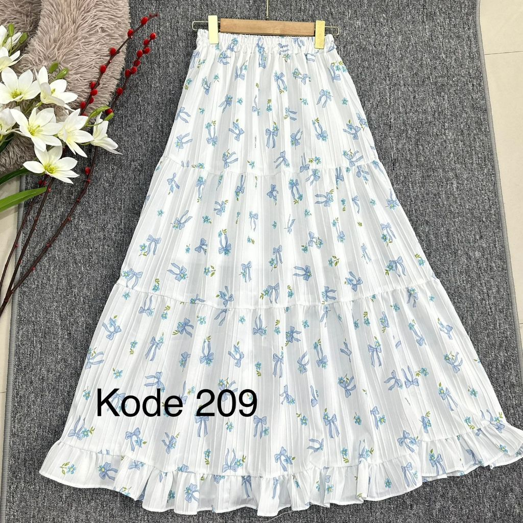 Jual ROK RUFFLE WANITA | ROK WANITA MOTIF PANJANG 95CM | Shopee Indonesia
