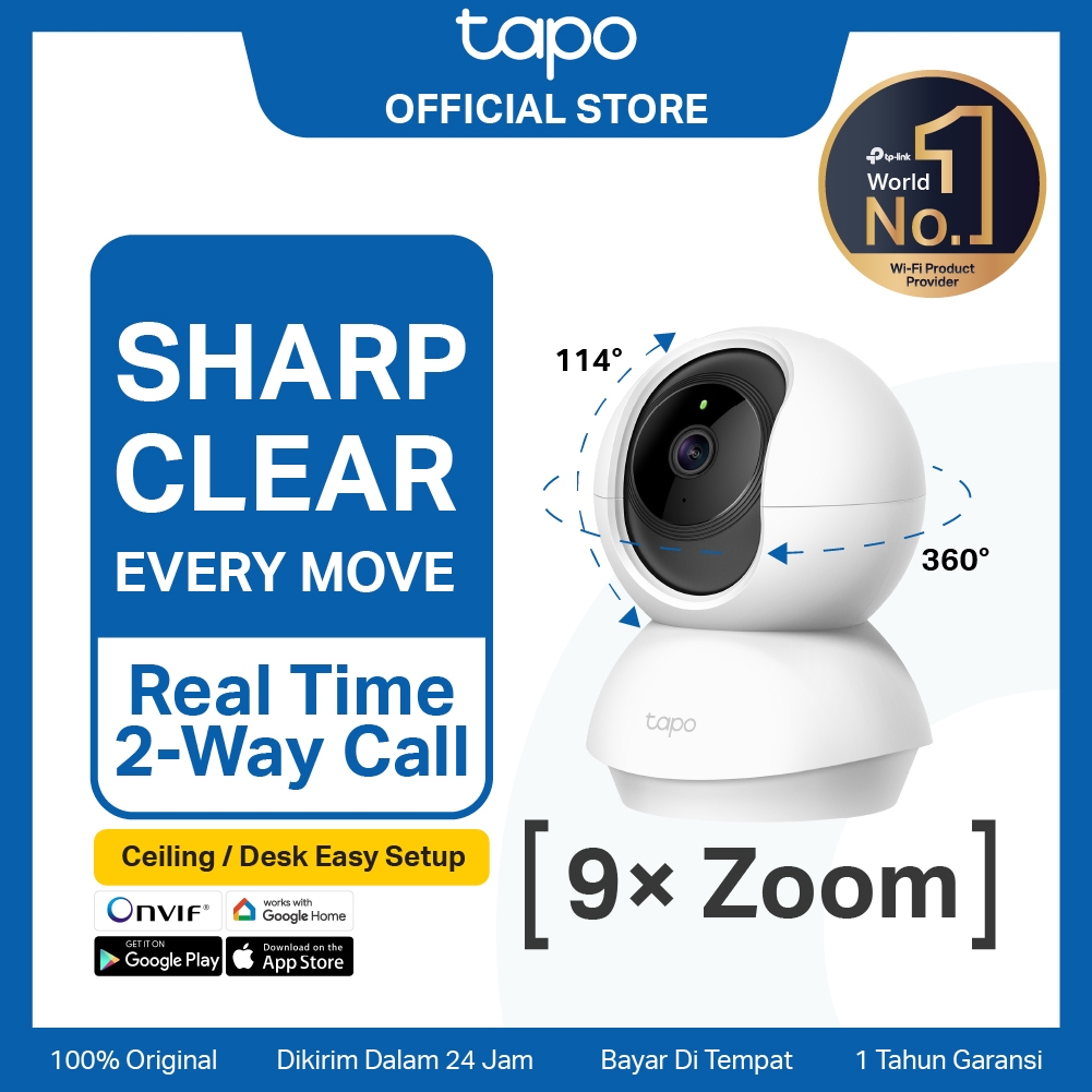 Jual TAPO TC70 Smart IP Camera CCTV 2MP Full HD Indoor Pan Tilt 360 horizontal 114 vertical WiFi ...