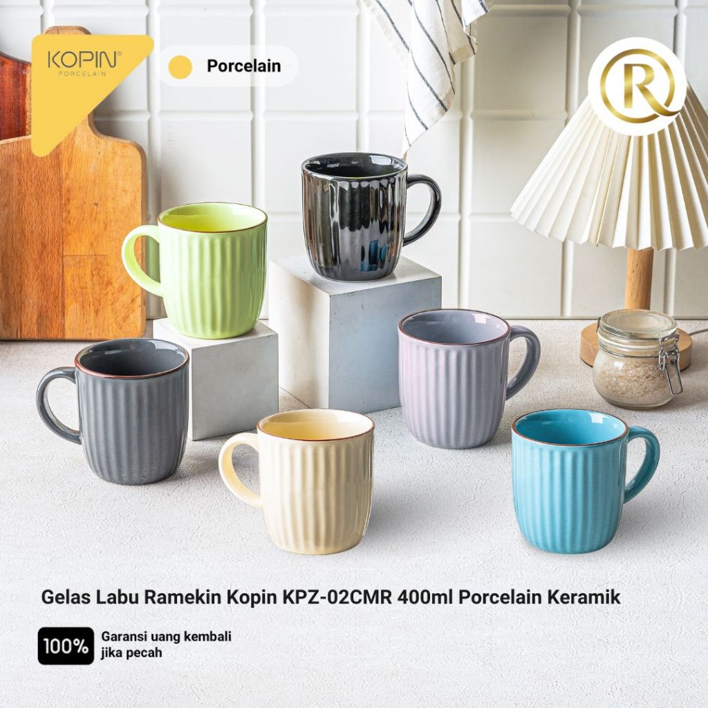 Jual Gelas Labu Ramekin Kopin KPZ-02CMR 400ml Porcelain Keramik ...