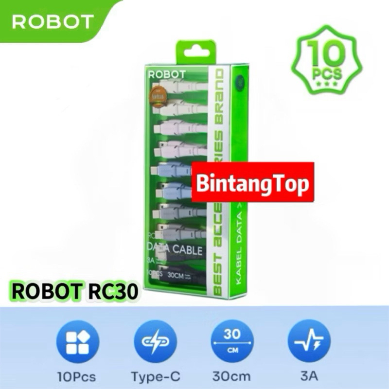 Jual ROBOT RC30 / Kabel data ROBOT RC30 TYPE C 30cm 3A fast charging ...