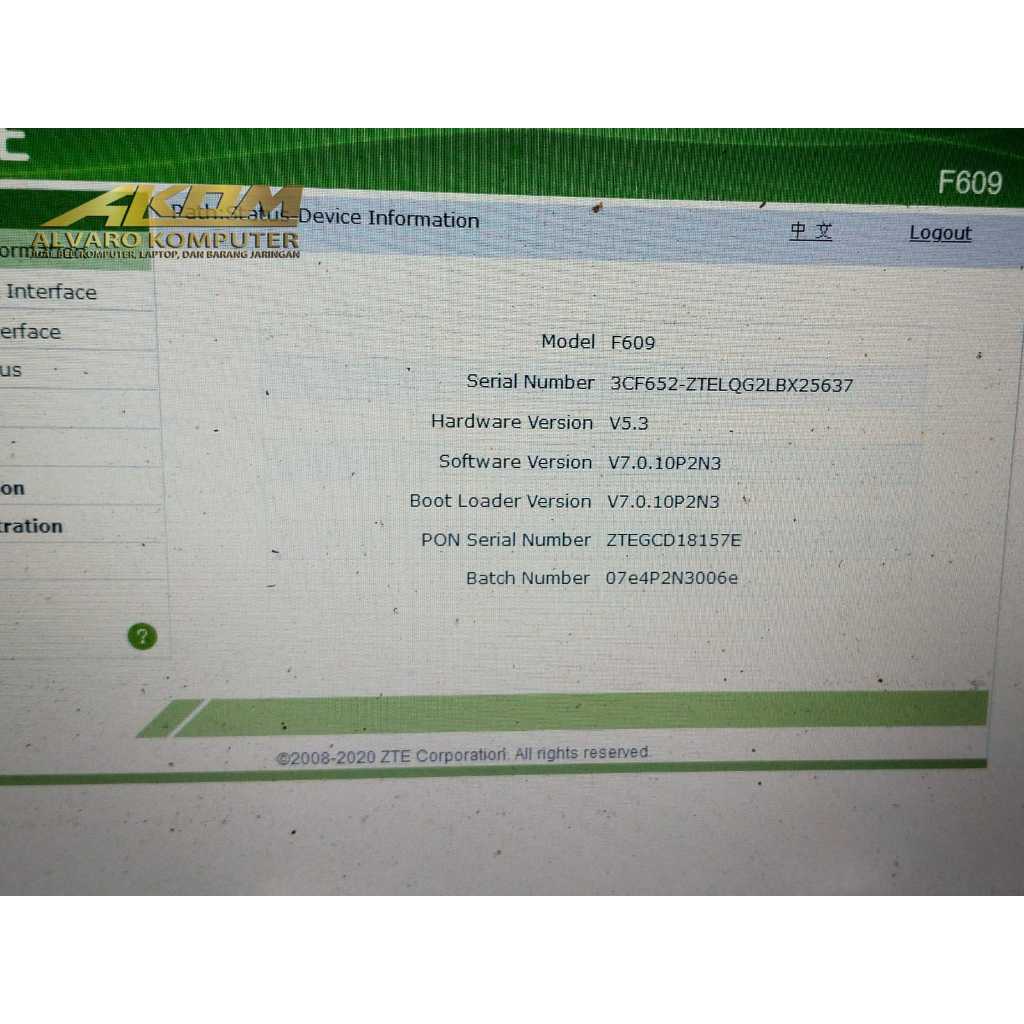 Jual ZTE ZXHN F609 Router Murah Router Multifungsi Router Fileshare ...