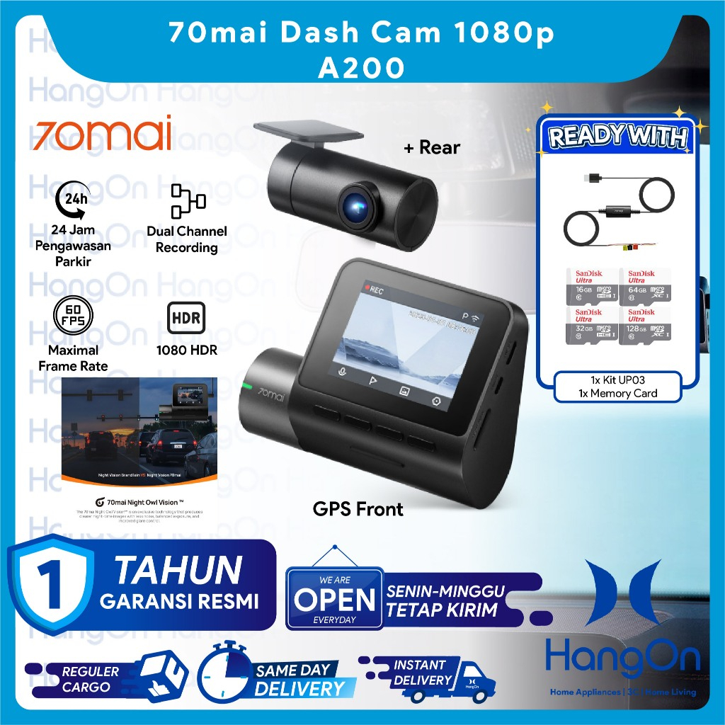 Jual 70mai Dash cam A200 1080P with Smart Parking Surveilance Dashcam ...