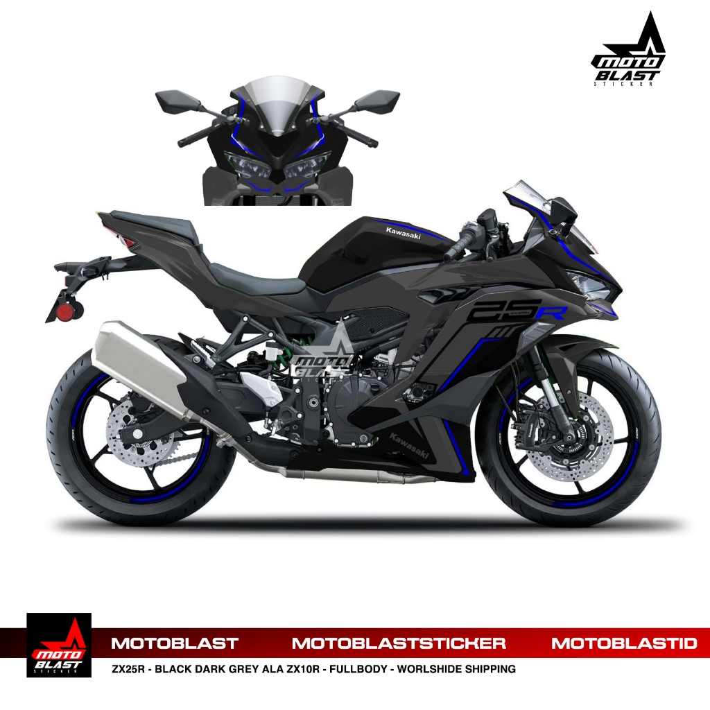 Jual Decal Stiker Motor Full Body Motoblast ZX25R Black ala ZX10 Dark ...