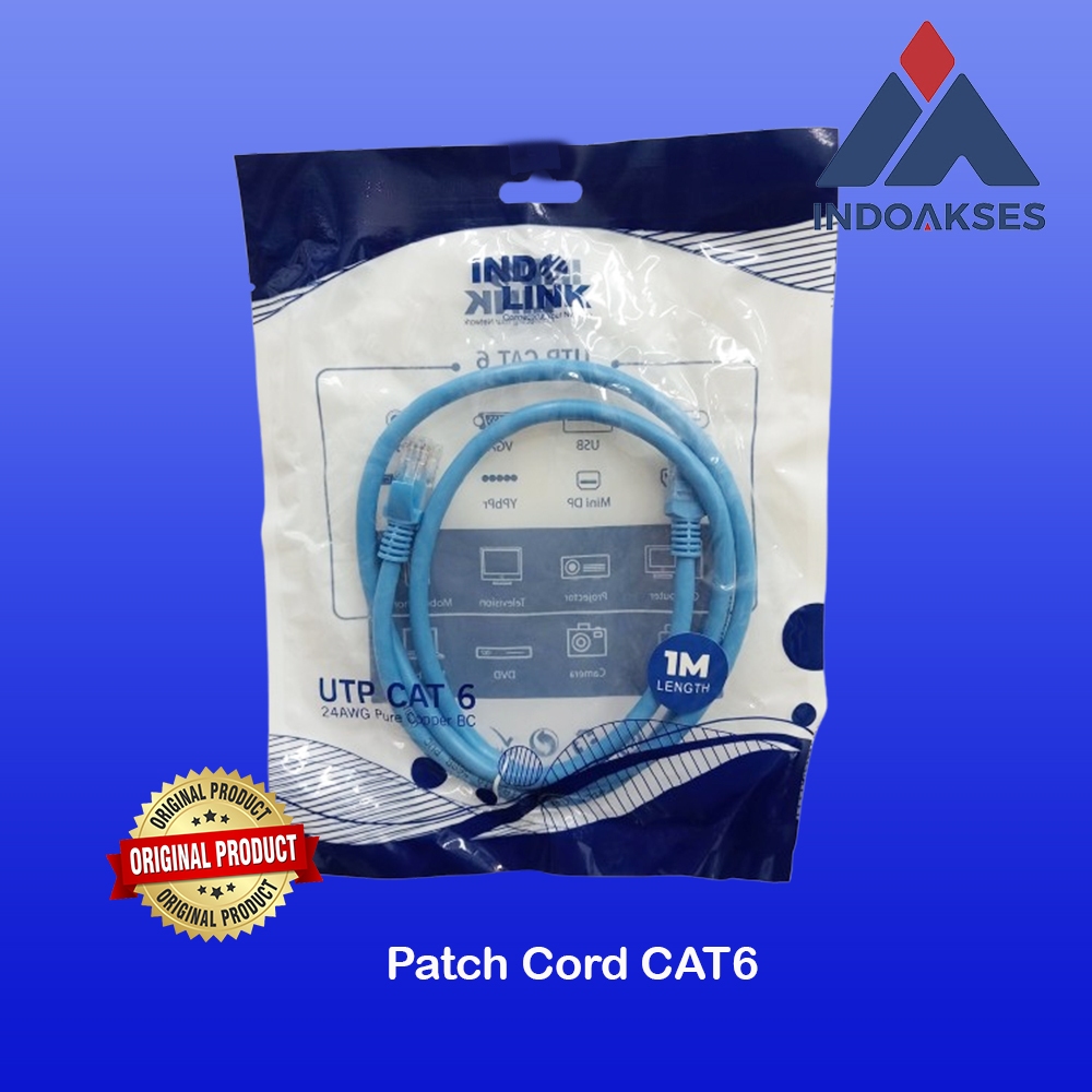 Jual Patchcord 1M INDO LINK Patch Cord CAT6 KABEL LAN UTP 1 Meter ...
