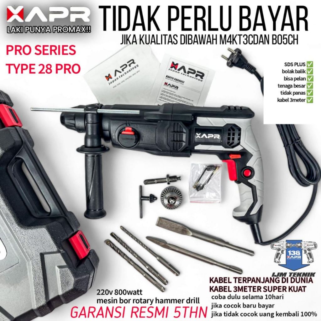 Jual APR RAJA MESIN BOR ROTARY AP28PRO HAMMER DRIKL SDS PLUS 3 FUNGSI ...