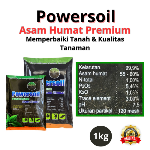Jual Powersoil Asam Humat 1 KG Pupuk Organik Pembenah Penyubur Tanah Untuk Semua Tanaman ...