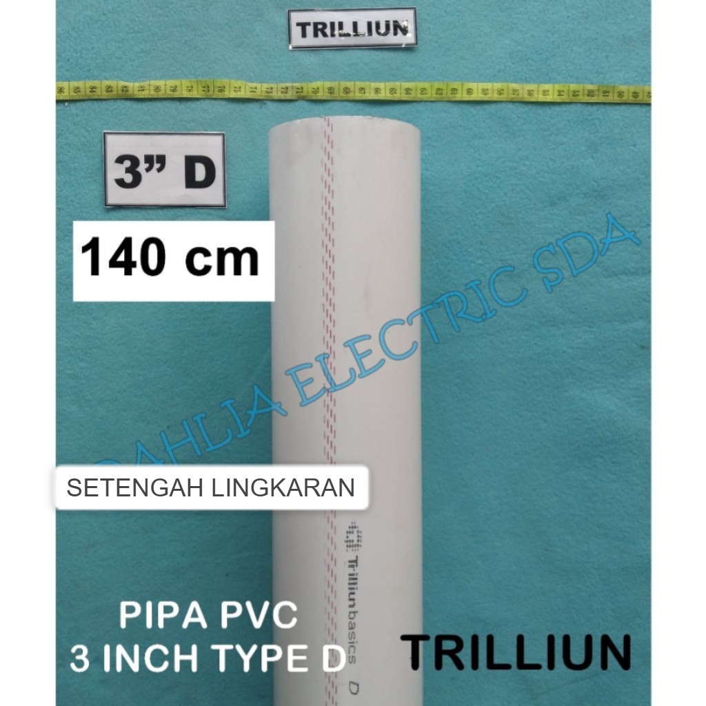 Jual PIPA PVC SETENGAH LINGKARAN 3 INCH PANJANG 140CM PUTIH TRILLIUN ...