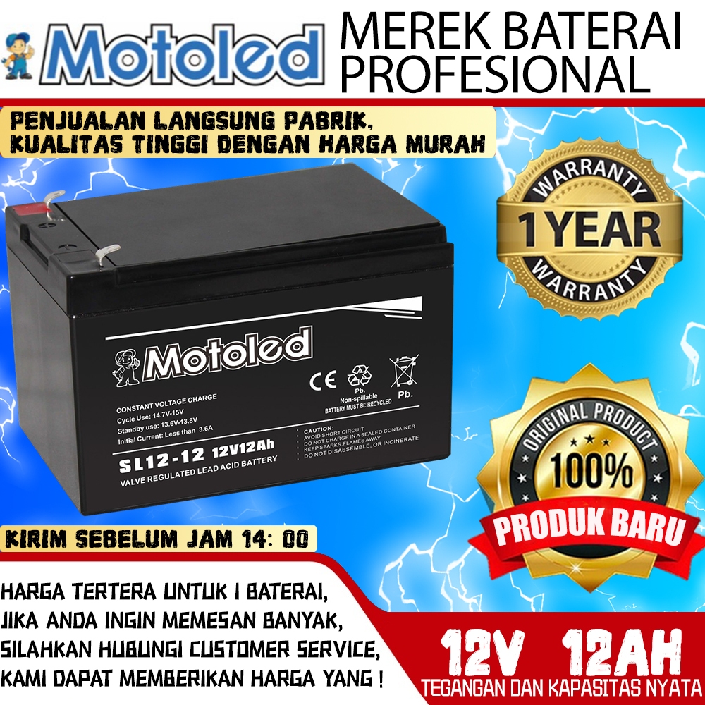 Jual MOTOLED Aki Battery 4V 6V/ 12V / aki tangki semprot/aki mobil mainan/aki battery batre accu ...