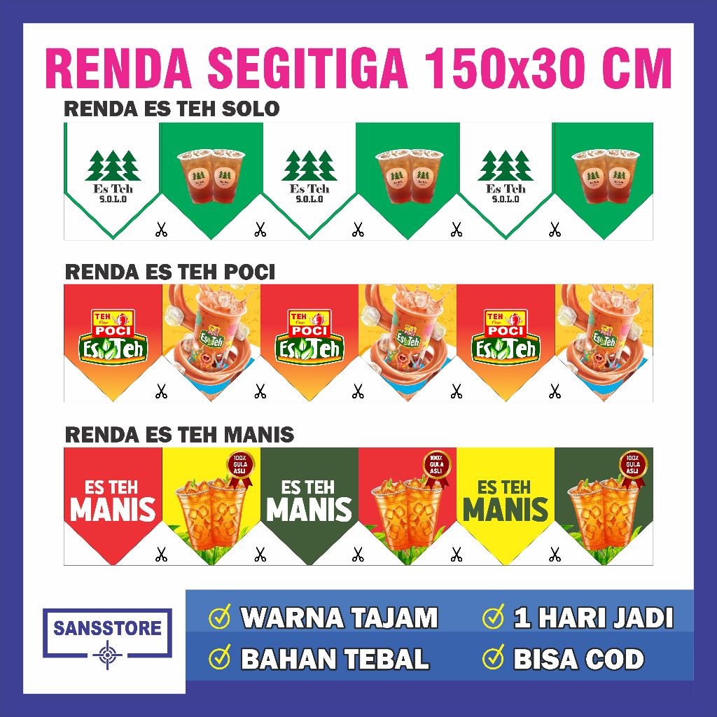 Jual CETAK BANNER RENDA TEH UKURAN 150X30 CM | Shopee Indonesia