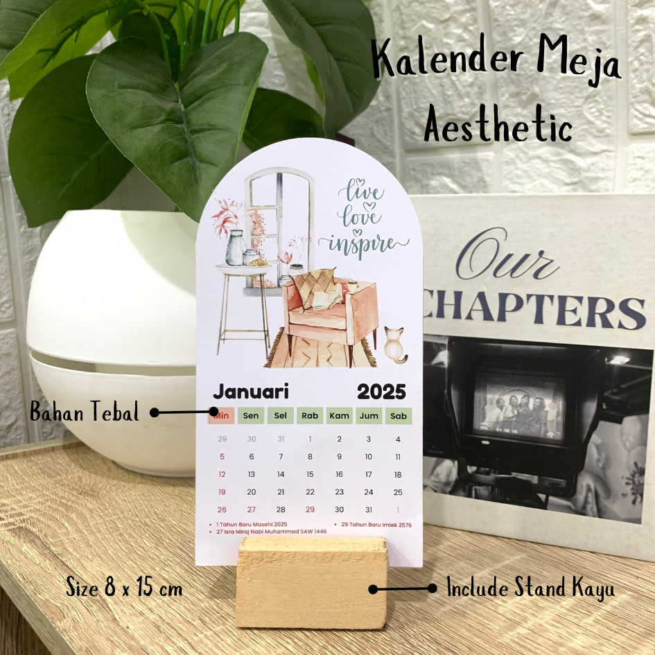 Jual Kalender 2025 Aesthetic Kalender Meja 2025 Estetik Window FREE ...