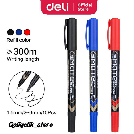 Jual Deli - Spidol Permanent Marker / Dual Tip 0.5mm & 1.0mm U104 ...