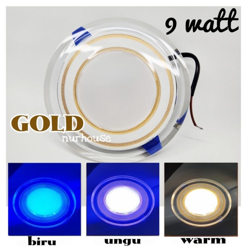 Jual Lampu Downlight 3 warna Led 9 watt Lebih terang Kuning + biru ...