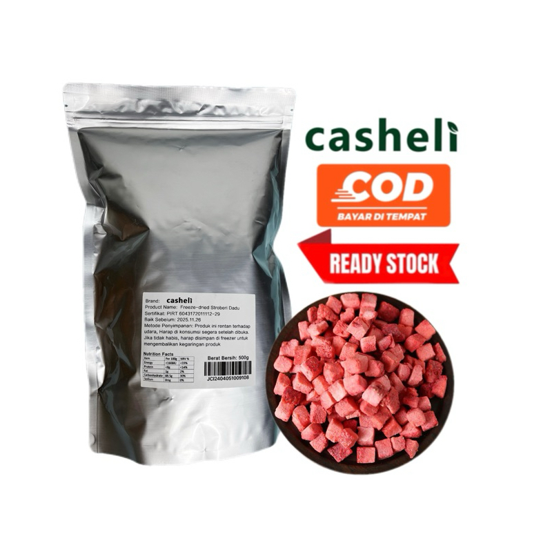 Jual casheli Strawberry Dadu Kering 1KG Freeze Dried Stroberi Bahan Kue | Shopee Indonesia