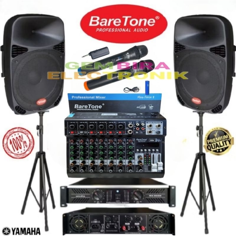 Jual Paket Speaker Aktif Baretone 15 inch mixer Baretone 8 channel power aktif sound system ...