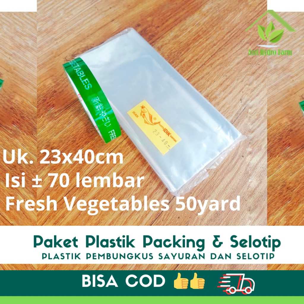 Jual PAKET PLASTIK PACKING 23x40cm + SELOTIP FRESH VEGETABLES ...