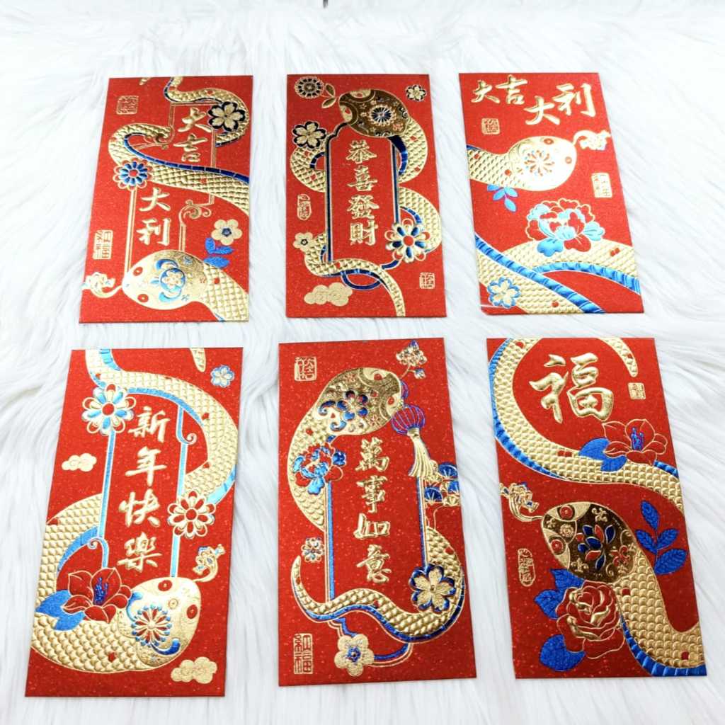 Jual Angpao Imlek Shio Ular 4166 | Angpau Kertas Glitter Mewah Ukuran Besar Isi 6 Pcs | Shopee ...