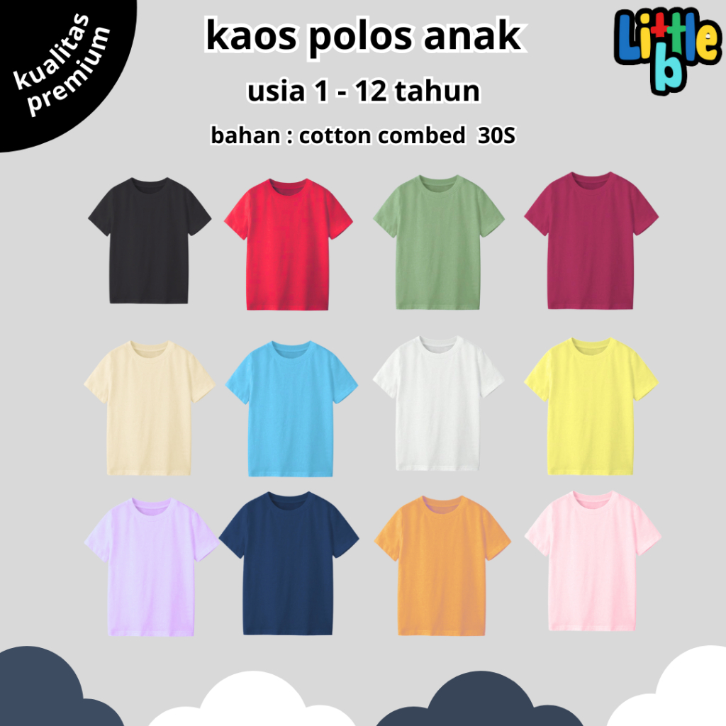 Jual Best Seller - Kaos polos anak| basic tee baju laki-laki| atasan anak perempuan| pakaian ...