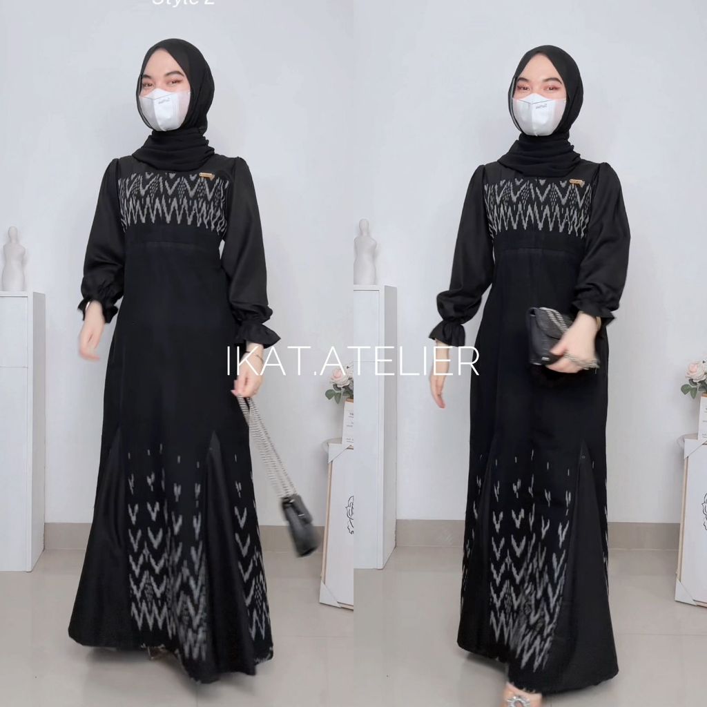 Jual BAJU TENUN COUPLE RAYA DRESS BLACK C OUTFIT KONDANGAN BAJU LEBARAN ...