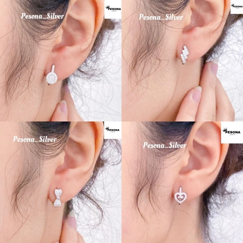 Jual Anting Jepit Perak Asli Silver Wanita 925 Lapis Emas Putih Model Permata - Perhiasan Perak ...