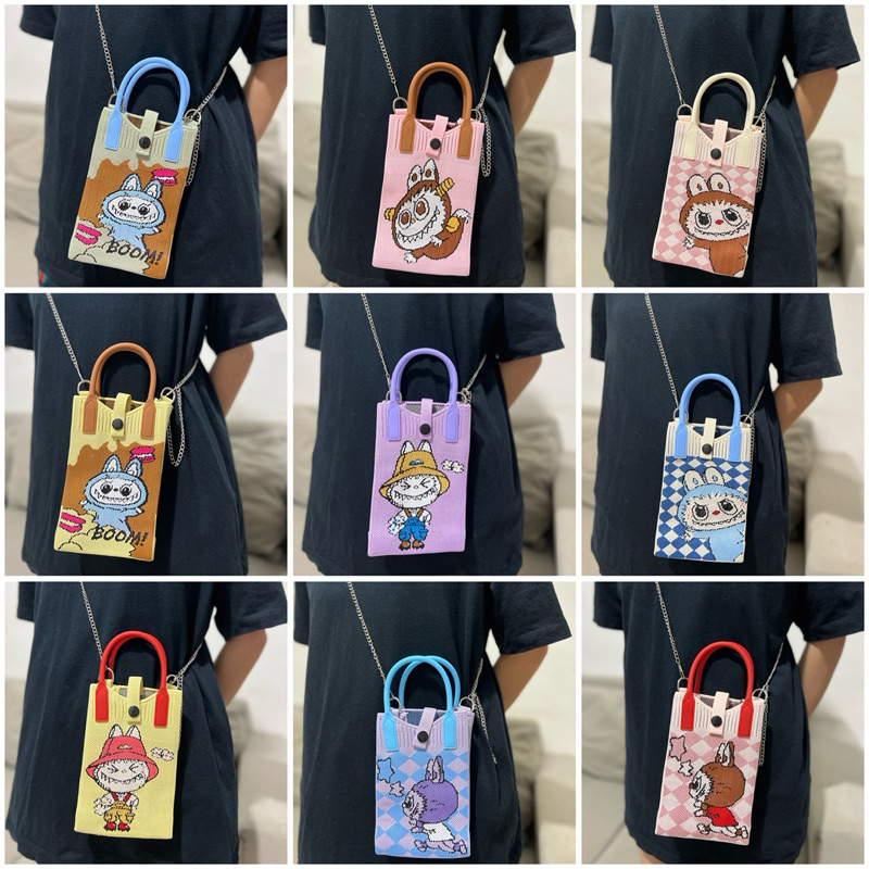 Jual Tas Rajut Hp Kecil Selempang Sling Bag Knit Tas handphone karakter ...