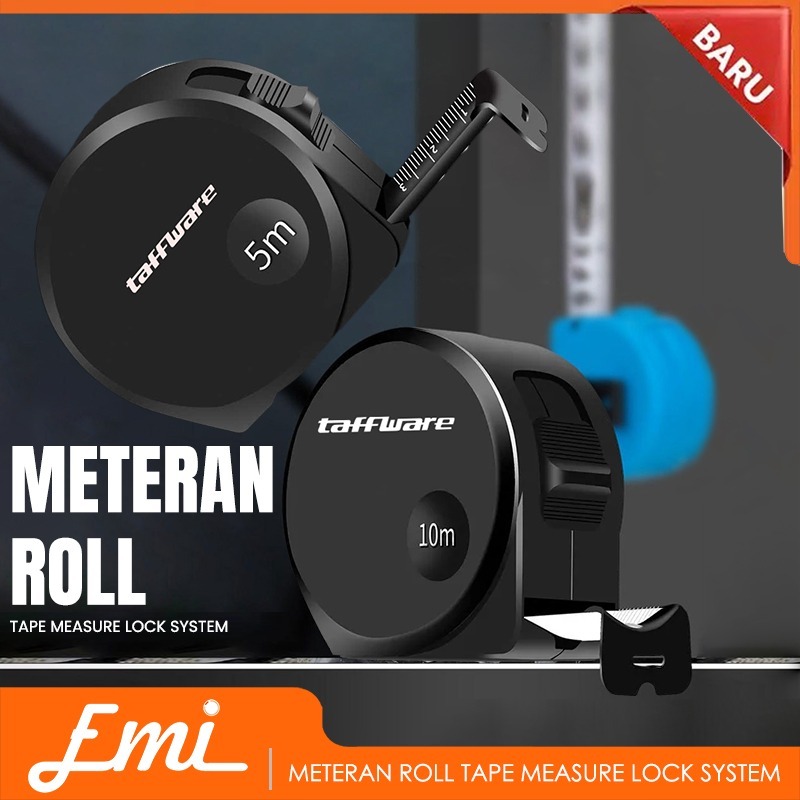 Jual Taffware Meteran Roll Tape Stabil Measure Lock System 18mm 5M dan 10M | Shopee Indonesia