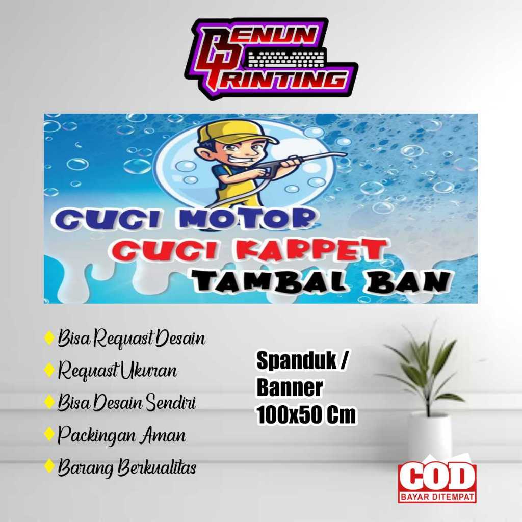 Jual Spanduk Banner 100x50 Cm Cuci Motor Costum Bisa Request Desain ...