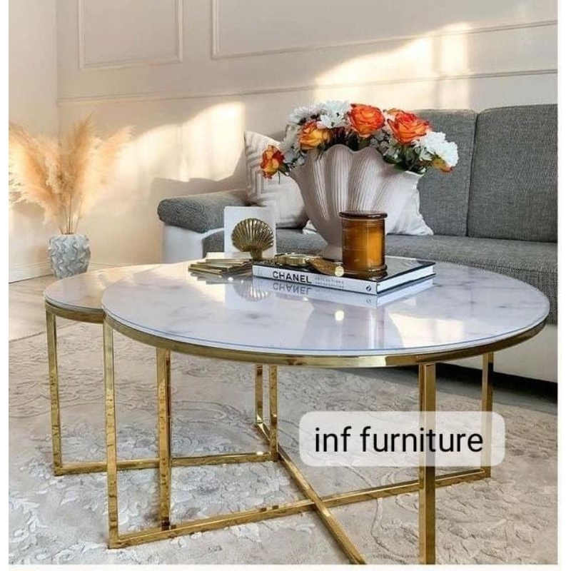 Jual meja tamu stainless tingkat meja tamu marmer model tingkat nesting ...