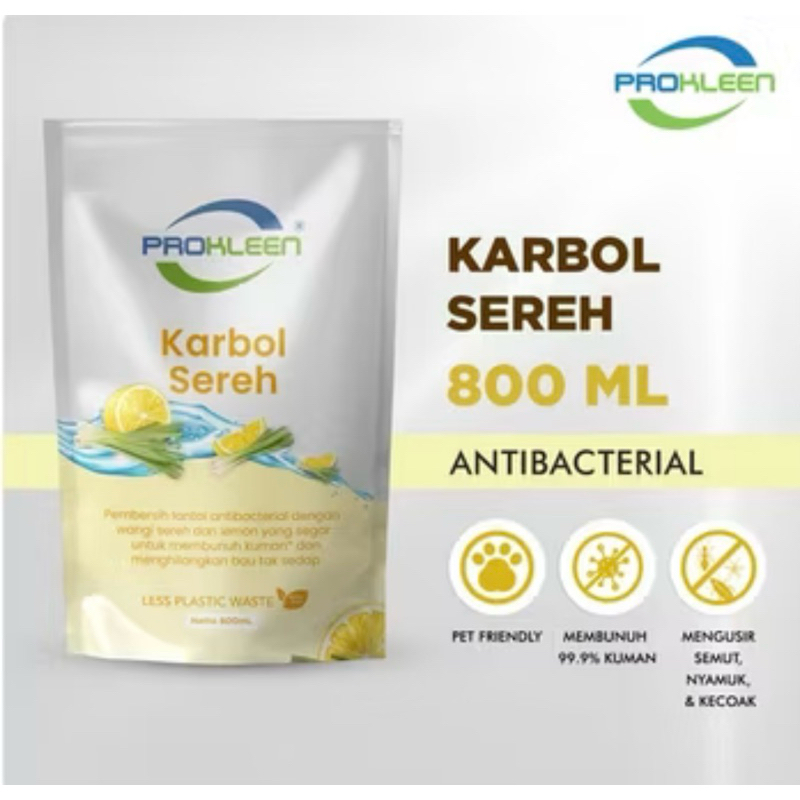 Jual Karbol Sereh Antibacterial PREMIUM PROKLEEN 800mL | Shopee Indonesia
