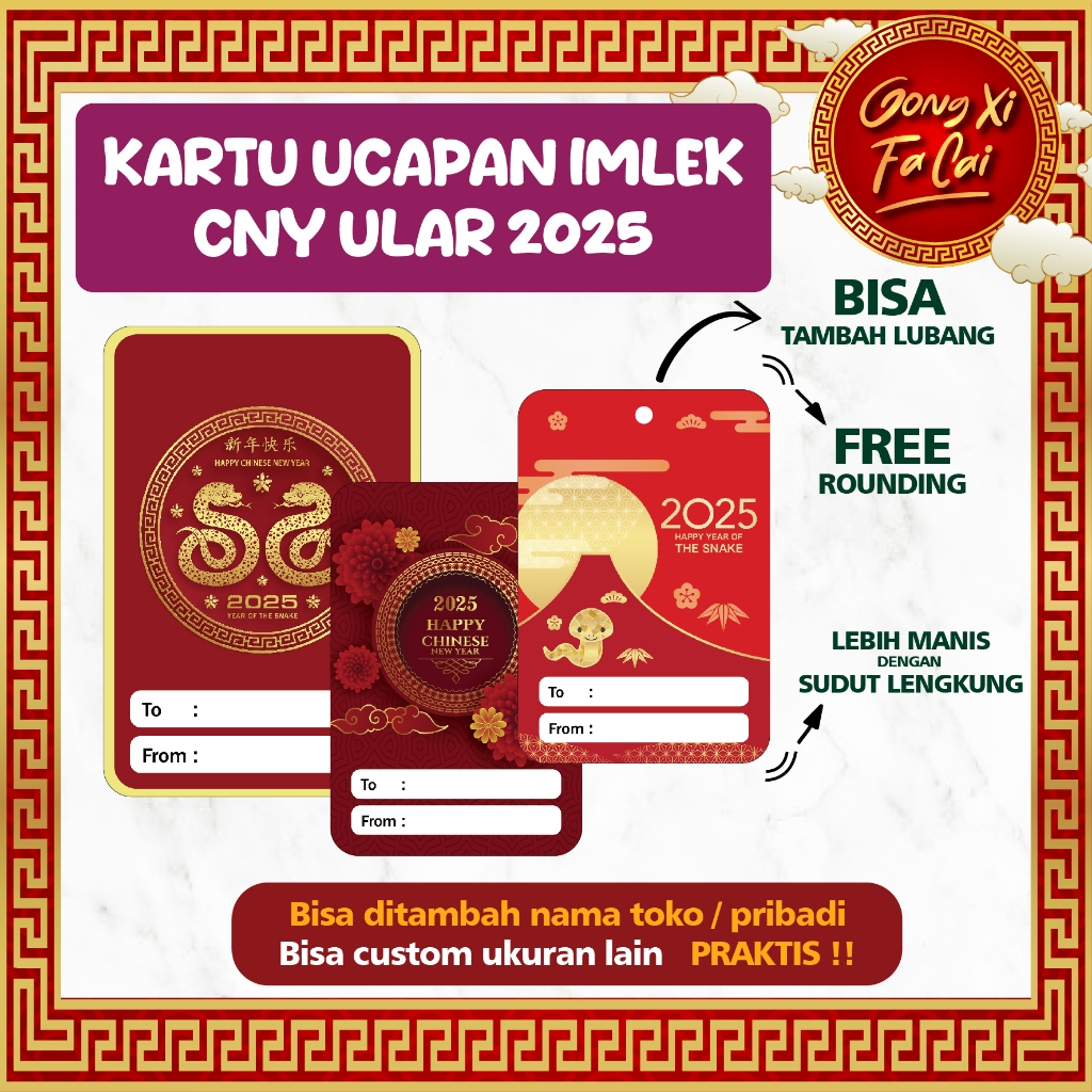 Jual [50 Pcs] Kartu Ucapan Tahun Baru Imlek / Hang Tag Chinese New Year Tahun Baru Imlek Cocok ...