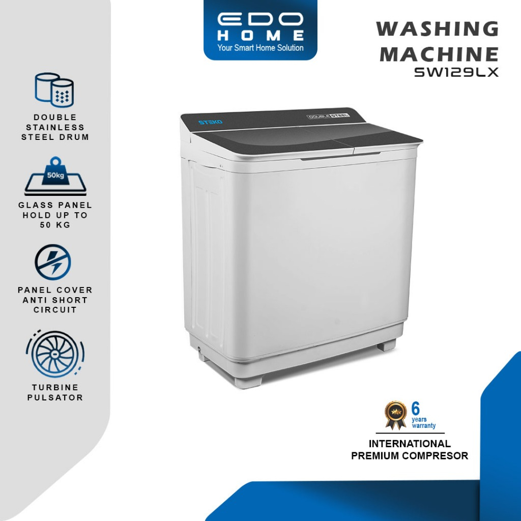 Jual MESIN CUCI STEKO SW 129 LX - MESIN CUCI 2 TABUNG 12 KG DENGAN TUTUP KACA (TEMPERED GLASS ...