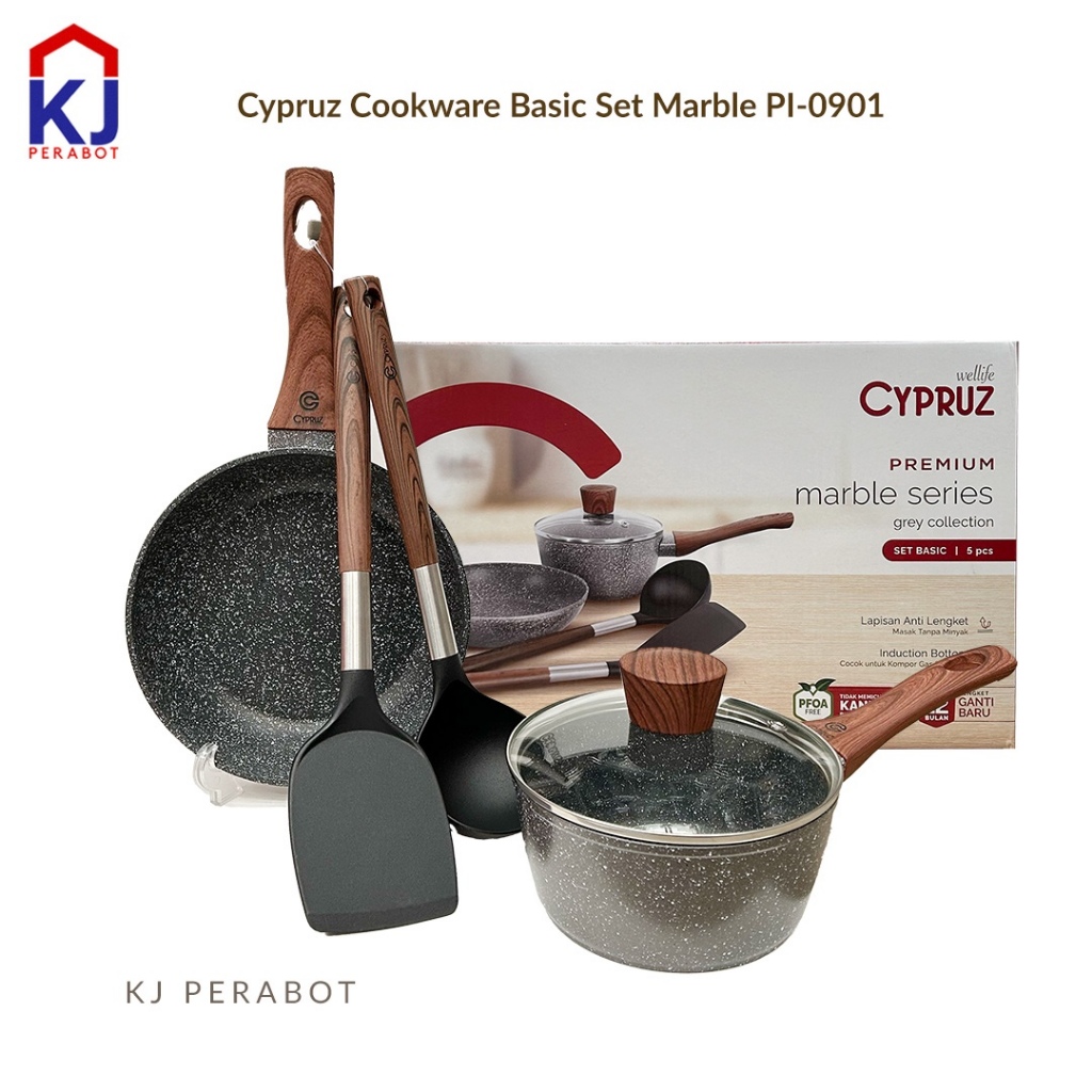 Jual KJ Perabot - Cypruz Cookware Basic Set Marble PI-0901 | Shopee ...