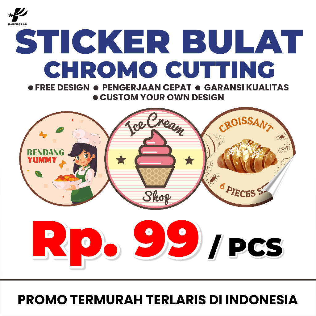 Jual CETAK STIKER CROMO / LABEL BULAT LABEL NAMA LABEL MAKANAN TOPLES ...