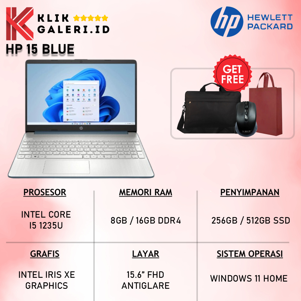 Jual Laptop HP 15 Intel Core i5 Gen 12 RAM 16GB SSD 512GB Layar 15.6 ...