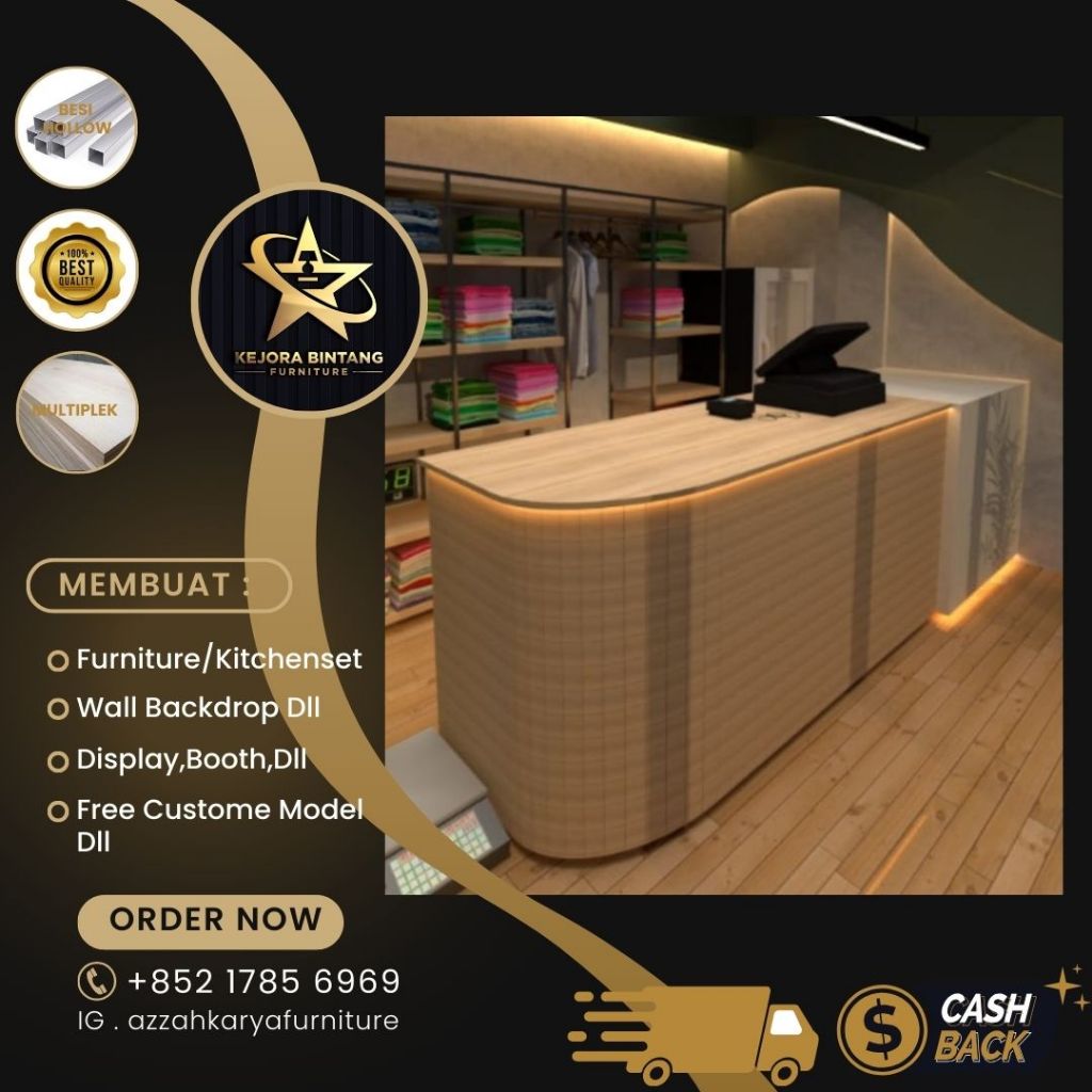 Jual KEJORA II Meja Panjang Toko Laundry Meja Besar Full HPL & Lampu ...