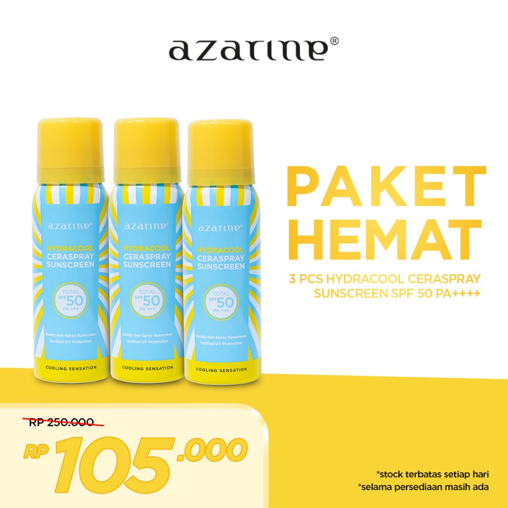 Jual [3 pcs] Azarine Ceraspray Sunscreen Spray Triple UV Protector SPF ...