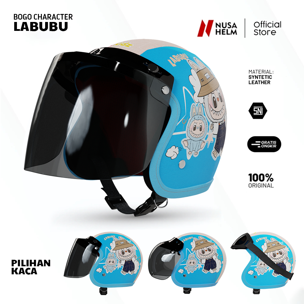 Jual Helm Anak Bogo Juniur Motif Labubu Biru Usia 2 Sampai 7 Tahun ...