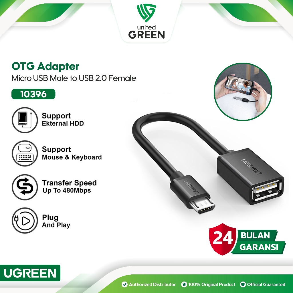 Jual UGREEN Kabel OTG Micro USB to USB 2.0 Female 480Mbps 10 Cm 10396 ...
