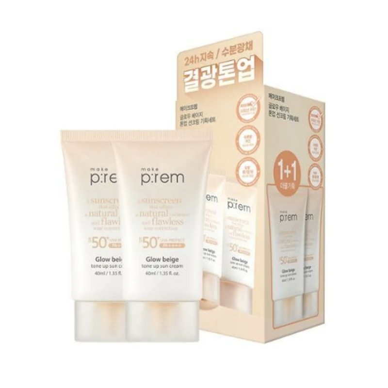 Jual MAKE PREM GLOW BEIGE TONE UP SUNSCREEN SPF 50+PA++++ 40 ML ...