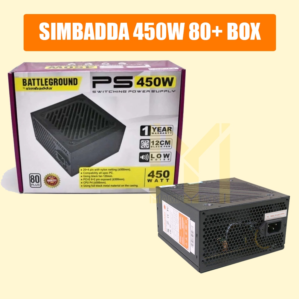 Jual Power Supply SIMBADDA Battleground 450W 80+ Box / PSU SIMBADA ...