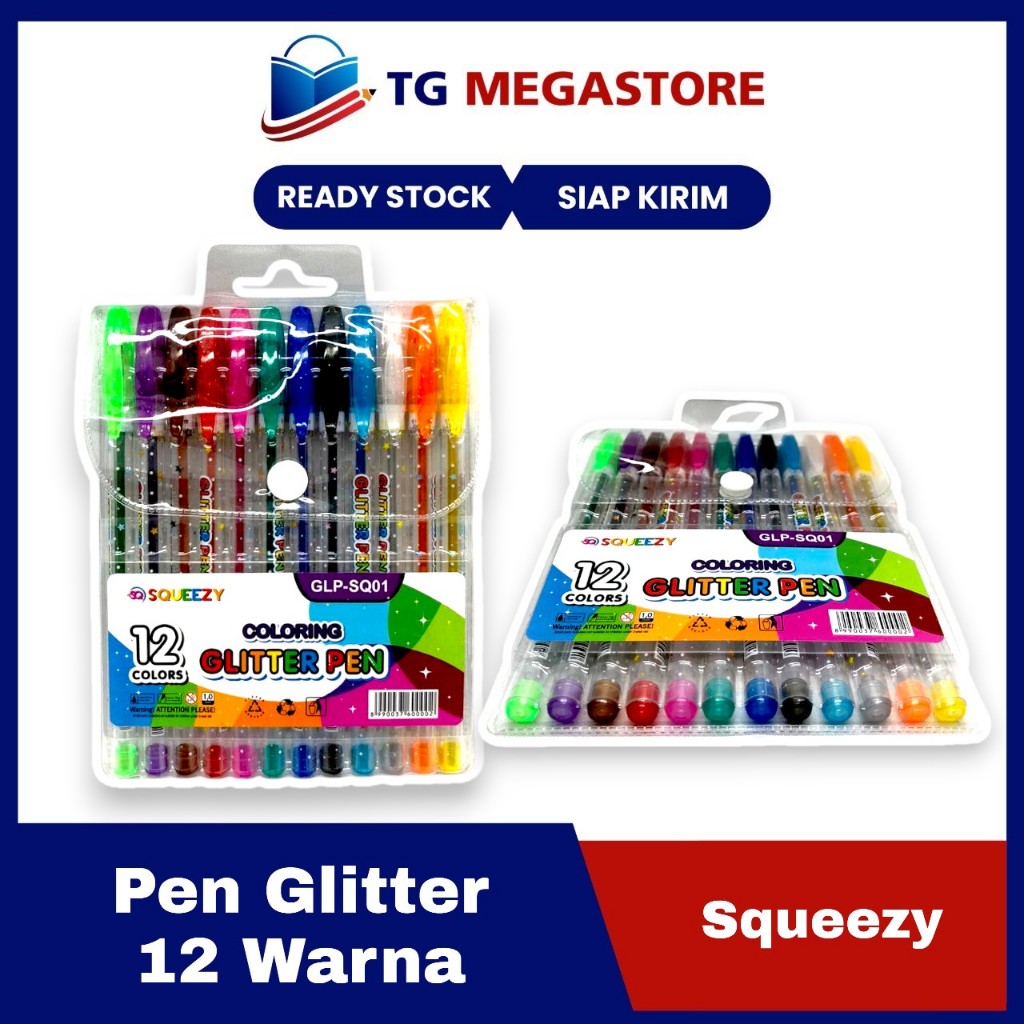 Jual Pulpen Gel Warna Glitter / Glitter Pen Squeezy 12 Warna | Shopee ...
