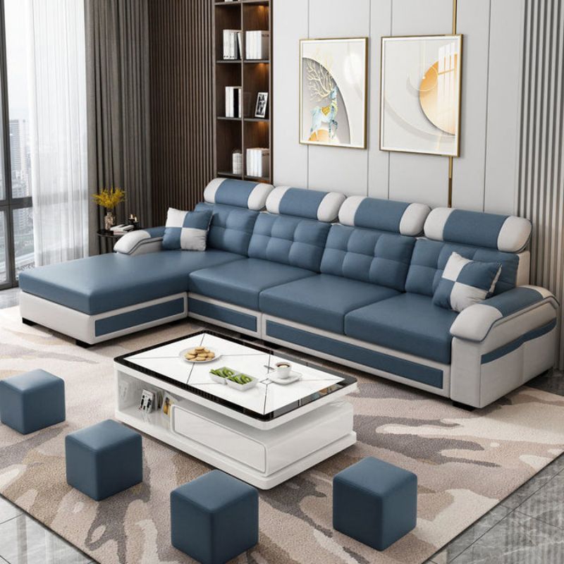 Jual Sofa minimalis L shape modern dengan 3 pup kecil sofa ruang tamu ...