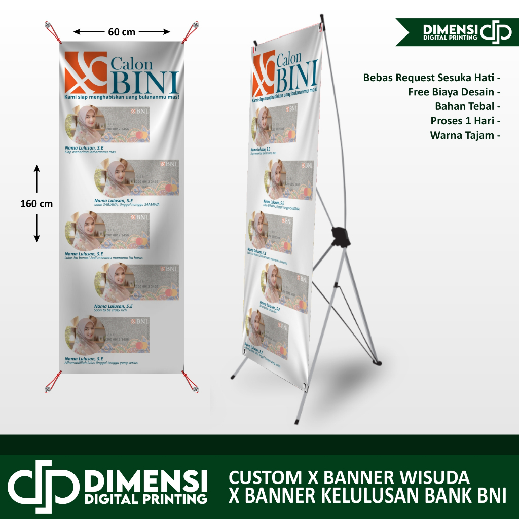 Jual CUSTOM X BANNER / Standing Banner Kelulusan Tema Bank BNI / Bank ...